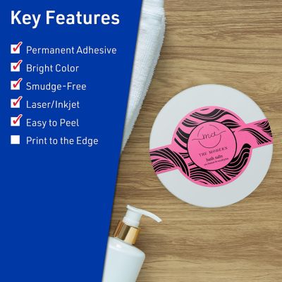 Avery Printable Cigar Labels, Bright Pink, 2-3/8" x 8", 240ct ...