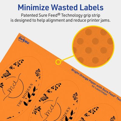 Avery Printable Oval Labels, Bright Orange, 4.25" x 2.5", 480ct ...