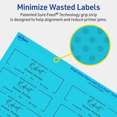 Avery Printable Rectangle Labels, Bright Blue, 1-1/3" x 4", 1,120ct ...