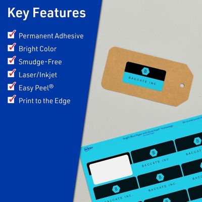 Avery Printable Rectangle Labels, Bright Blue, 1" x 3", 1,280ct ...