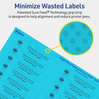 Avery Printable Rectangle Labels, Bright Blue, 2/3" x 3-7/16", 2,400ct ...