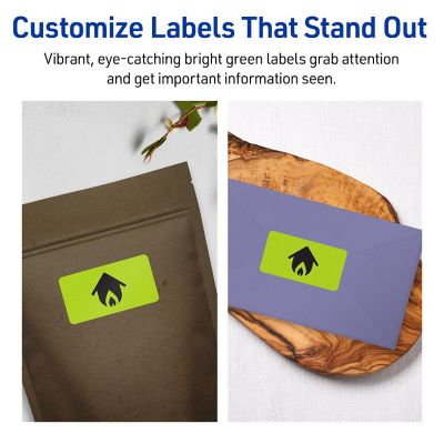 Avery Printable Rectangle Labels, Bright Green, 1" x 3", 1,280ct ...
