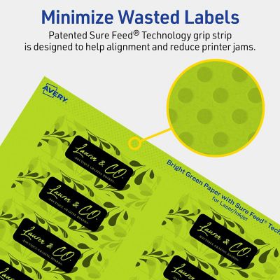 Avery Printable Rectangle Labels, Bright Green, 1" x 3", 1,280ct ...