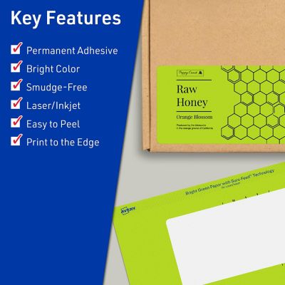 Avery Printable Rectangle Labels, Bright Green, 4" x 5", 160ct ...