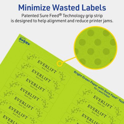 Avery Printable Rectangle Labels, Bright Green, 5/8" x 3", 2,560ct ...