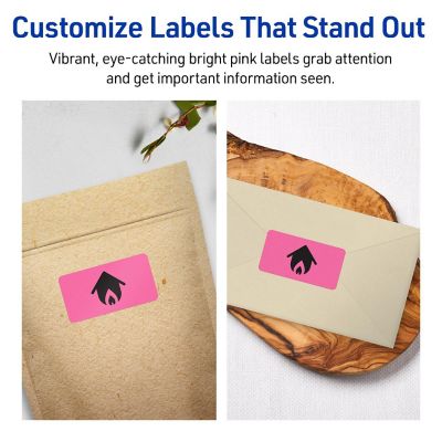 Avery Printable Rectangle Labels, Bright Pink, 1" x 3", 1,280ct ...