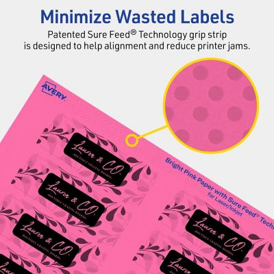 Avery Printable Rectangle Labels, Bright Pink, 1" x 3", 1,280ct ...