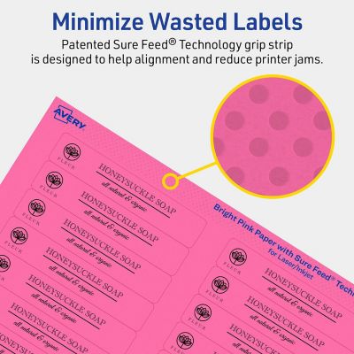 Avery Printable Rectangle Labels, Bright Pink, 2/3" x 3-7/16", 2,400ct ...