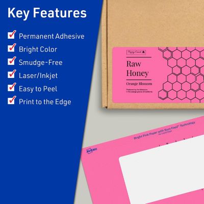 Avery Printable Rectangle Labels, Bright Pink, 2.5" x 5", 240ct ...