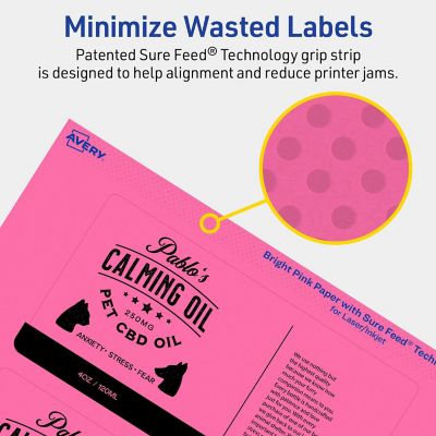 Avery Printable Rectangle Labels, Bright Pink, 3" x 6", 240ct ...