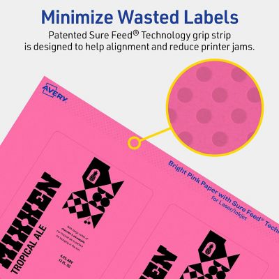 Avery Printable Rectangle Labels, Bright Pink, 4" x 3", 320ct ...