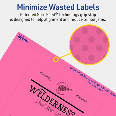 Avery Printable Rectangle Labels, Bright Pink, 4" x 5", 160ct ...