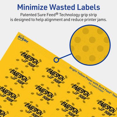 Avery Printable Rectangle Labels, Bright Yellow, 1" x 1.5", 2,560ct ...