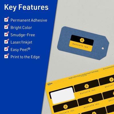 Avery Printable Rectangle Labels, Bright Yellow, 1" x 2", 1,920ct ...