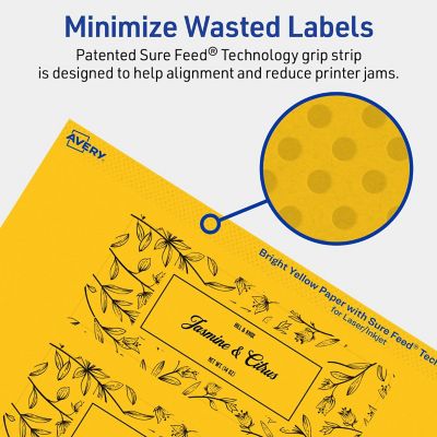 Avery Printable Rectangle Labels, Bright Yellow, 2" x 5", 320ct ...