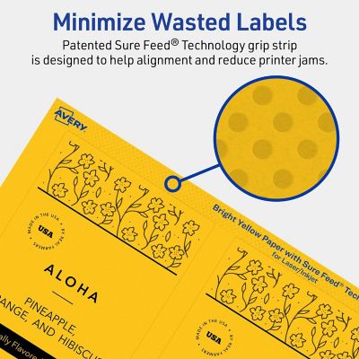 Avery Printable Rectangle Labels, Bright Yellow, 5" x 3.5", 320ct ...