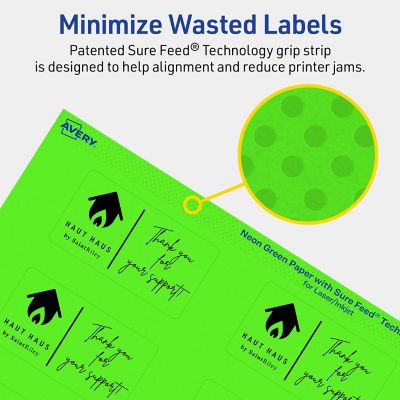Avery Printable Rectangle Labels, Neon Green, 1.5" x 2.75", 800ct ...