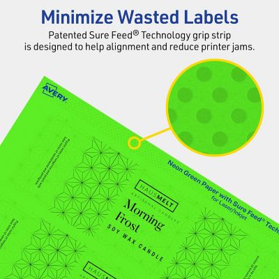 Avery Printable Rectangle Labels, Neon Green, 2" x 7", 320ct | Oriental ...