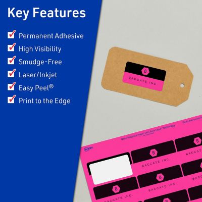 Avery Printable Rectangle Labels, Neon Magenta, 1" x 3", 1,280ct ...