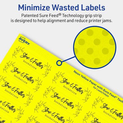 Avery Printable Rectangle Labels, Neon Yellow, 0.75" x 2.25", 2,400ct ...
