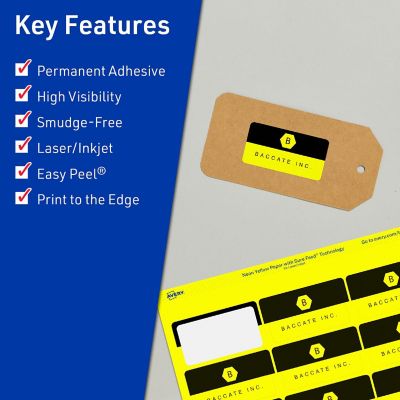 Avery Printable Rectangle Labels, Neon Yellow, 1" x 2-5/8", 1,280ct ...
