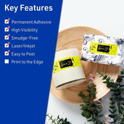 Avery Printable Rectangle Labels, Neon Yellow, 2/3" x 3-7/16", 2,400ct ...