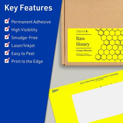 Avery Printable Rectangle Labels, Neon Yellow, 2" x 5", 320ct ...