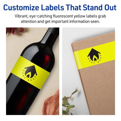 Avery Printable Rectangle Labels, Neon Yellow, 2" x 7", 320ct ...