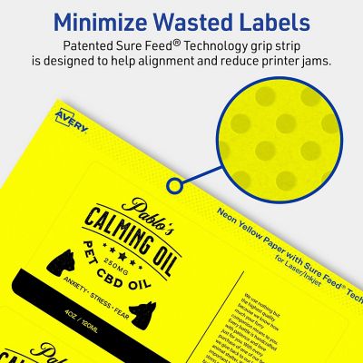 Avery Printable Rectangle Labels, Neon Yellow, 3" x 6", 240ct ...