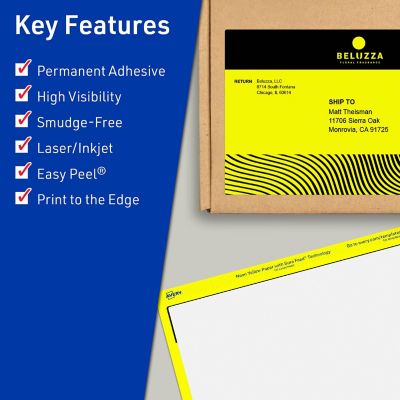 Avery Printable Rectangle Labels, Neon Yellow, 4.75" x 7.75", 160ct ...