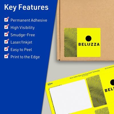 Avery Printable Rectangle Labels, Neon Yellow, 4" x 3", 320ct ...