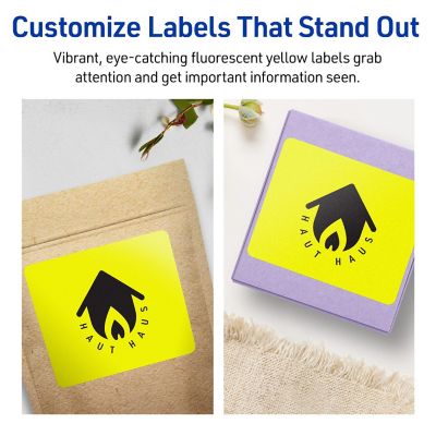 Avery Printable Rectangle Labels, Neon Yellow, 5" x 3.5", 320ct ...