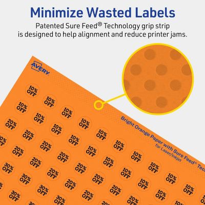 Avery Printable Round Labels, Bright Orange, 0.5" Diameter, 12,320ct ...