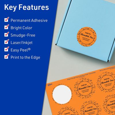 Avery Printable Round Labels, Bright Orange, 2.25" Diameter, 960ct ...