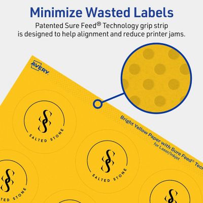 Avery Printable Round Labels, Bright Yellow, 2.25" Diameter, 960ct ...