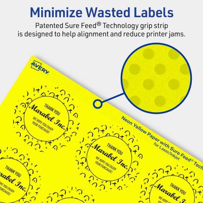 Avery Printable Round Labels, Neon Yellow, 2" Diameter, 960ct ...