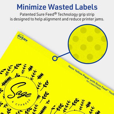 Avery Printable Round Labels, Neon Yellow, 3.5" Diameter, 320ct ...