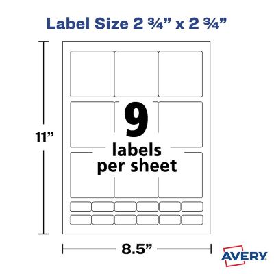 Avery Printable Square Labels, 2.75" x 2.75", White, 630ct (5196 ...