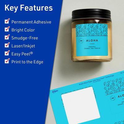 Avery Printable Square Labels, Bright Blue, 3" x 3", 480ct | Oriental ...