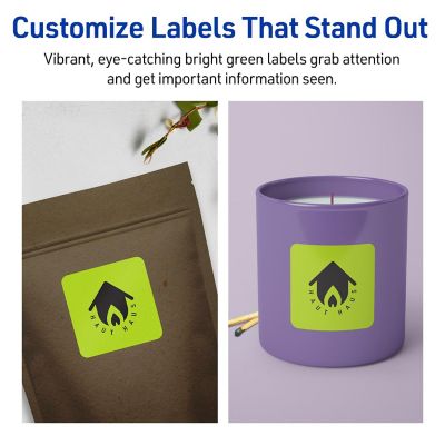 Avery Printable Square Labels, Bright Green, 2-1/8" x 2-1/8", 960ct ...