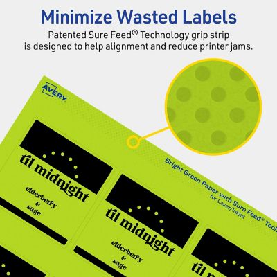 Avery Printable Square Labels, Bright Green, 2.5" x 2.5", 720ct ...