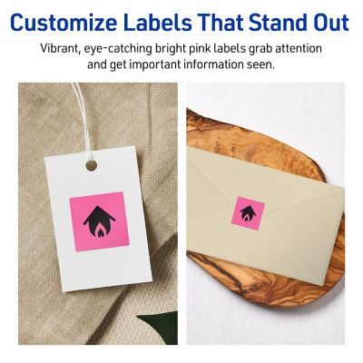 Avery Printable Square Labels, Bright Pink, 1" x 1", 3,840ct | Oriental ...