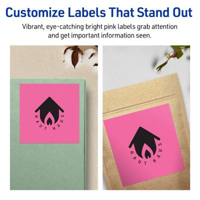 Avery Printable Square Labels, Bright Pink, 4" x 4", 320ct | Oriental ...