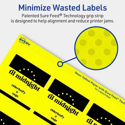 Avery Printable Square Labels, Neon Yellow, 2.5" x 2.5", 720ct ...