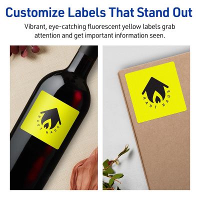 Avery Printable Square Labels, Neon Yellow, 3" x 3", 480ct | Oriental ...