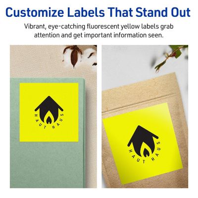 Avery Printable Square Labels, Neon Yellow, 4" x 4", 320ct | Oriental ...