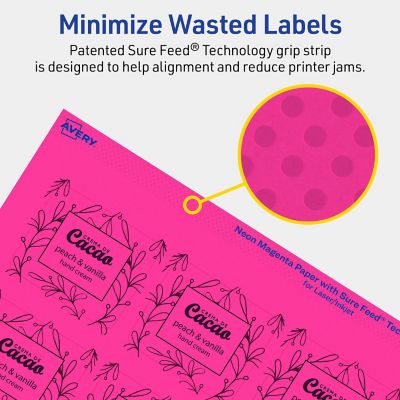 Avery Rectangle Labels, Neon Magenta, 1-13/16" x 2-3/16", 960ct