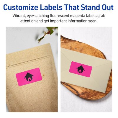 Avery Rectangle Labels, Neon Magenta, 2/3" x 3-7/16", 2,400ct