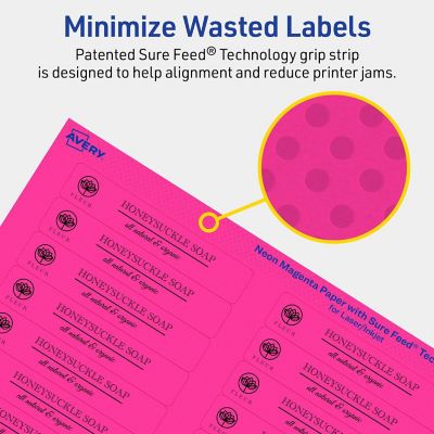 Avery Rectangle Labels, Neon Magenta, 2/3" x 3-7/16", 2,400ct