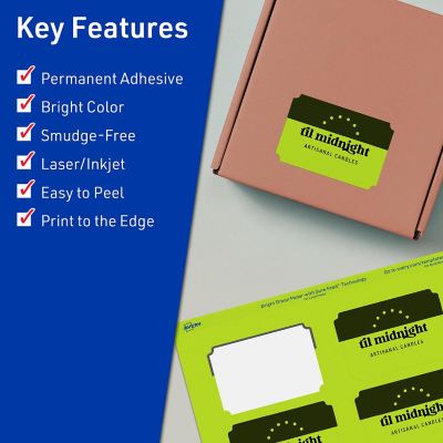 Avery Rectangle Scalloped Labels, Bright Green, 2" x 3", 640ct ...